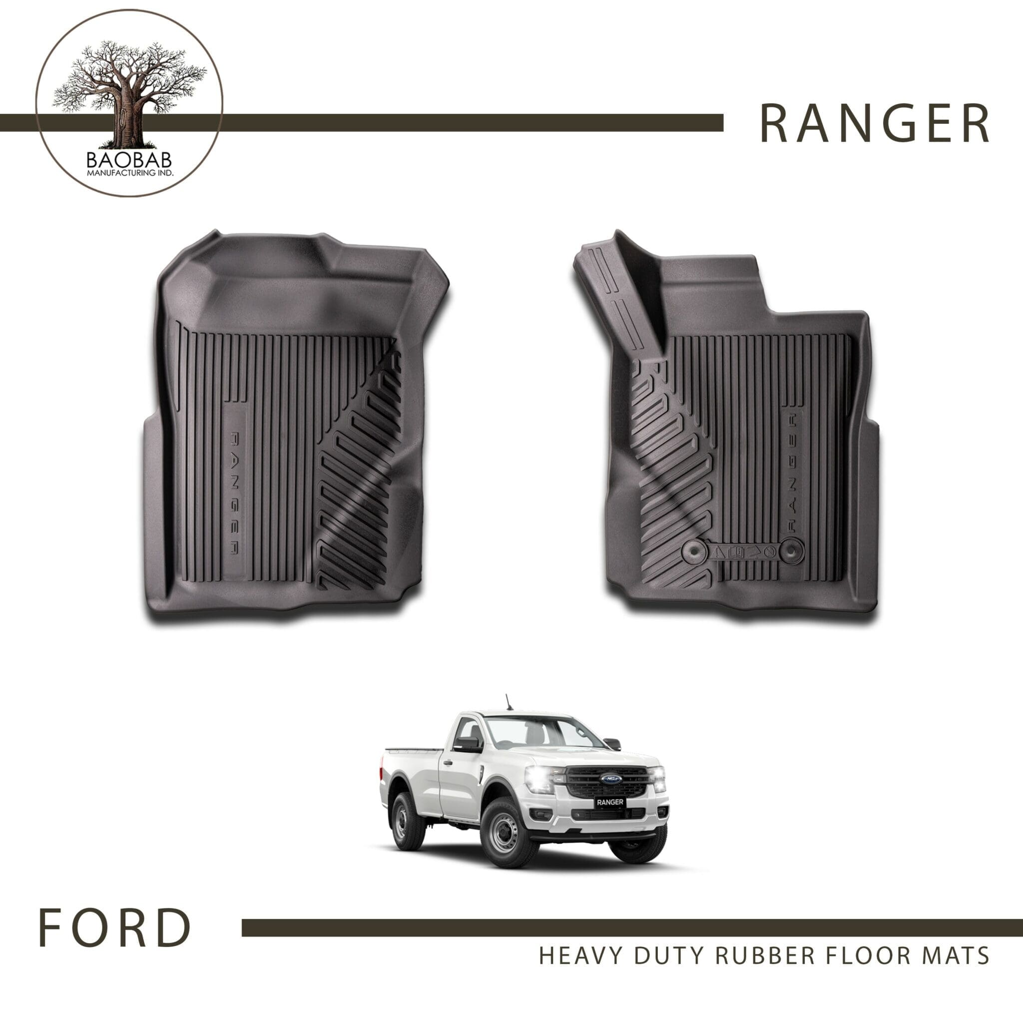 Next Gen Ford Ranger Single Cab Heavy Duty Rubber Floor Mats For Sale ...