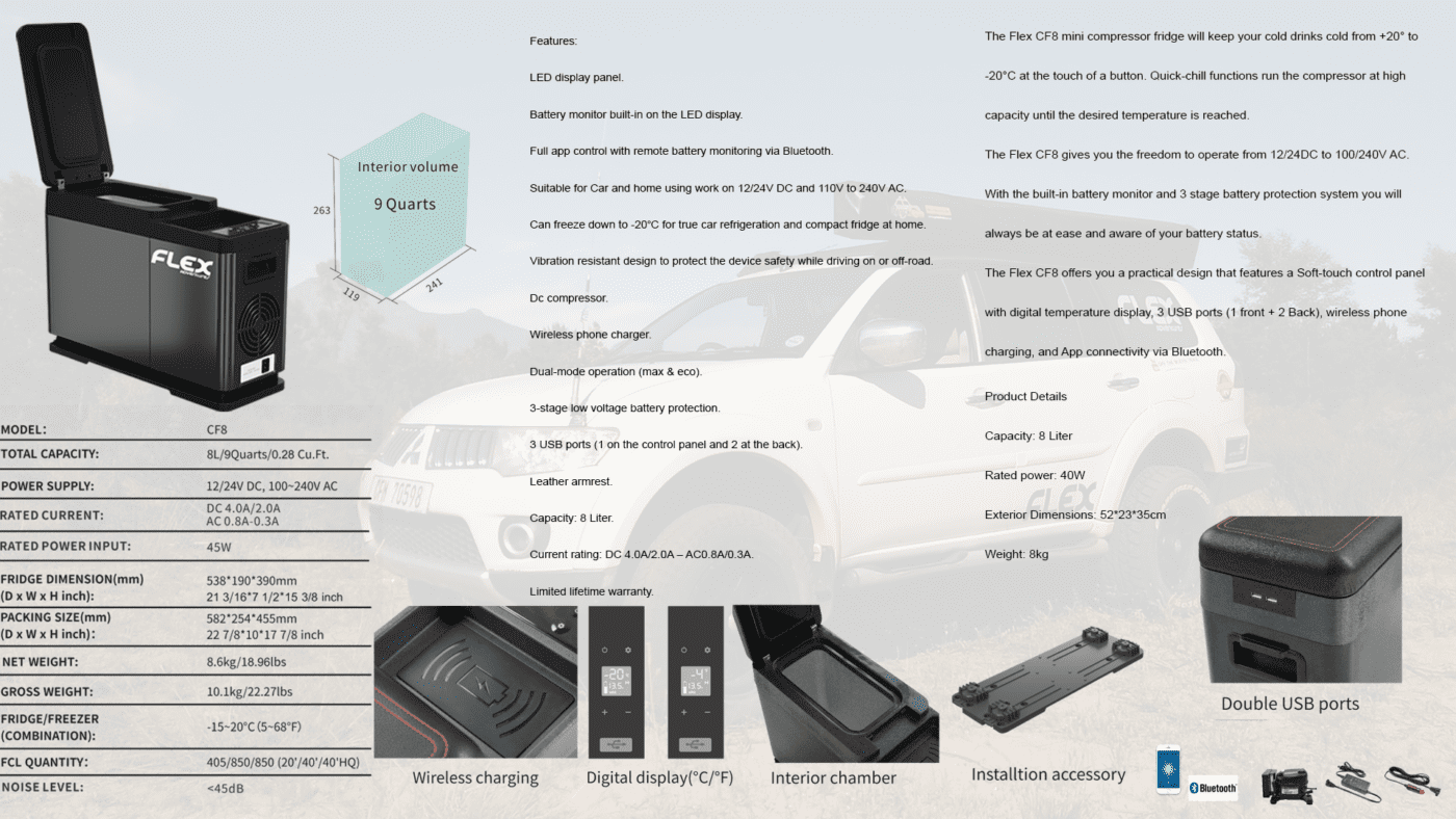 Flex CF8 Vehicle Center Console Fridge-Freezer For Sale | Baobab MFG ...